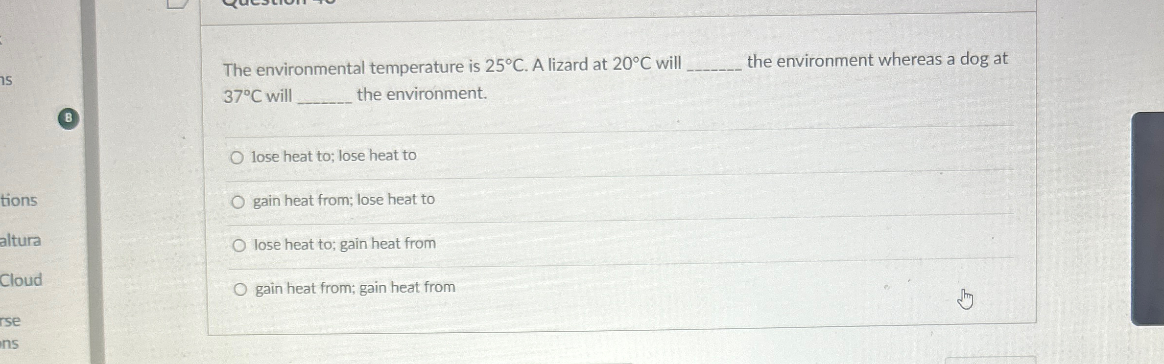 Solved The environmental temperature is 25°C. ﻿A lizard at | Chegg.com