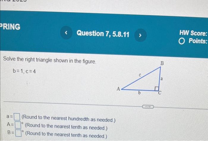 Solved Solve the right triangle shown in the figure to the | Chegg.com