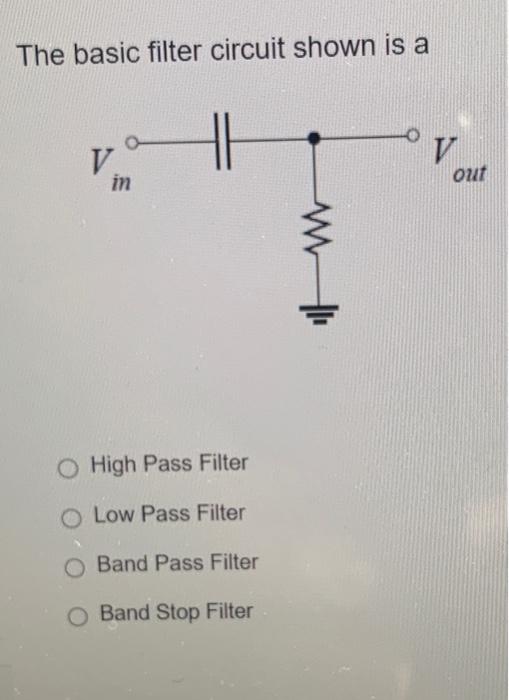 Solved The basic filter circuit shown is a O HH V V out in O | Chegg.com