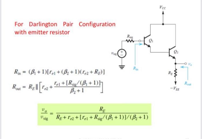 Solved Voc For Darlington Pair Configuration with emitter | Chegg.com