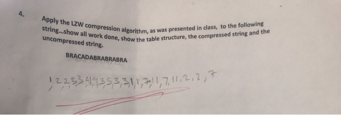 Solved Apply the LZW compression algorith string...show all | Chegg.com