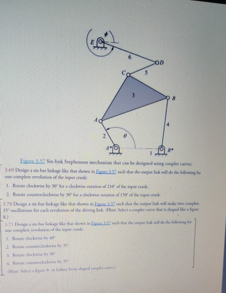 Ligure 3.57 Six-link Stephenson mechanism that can be | Chegg.com