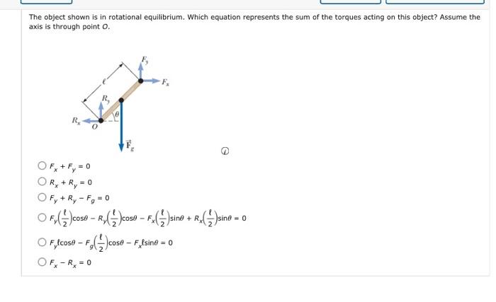Solved The object shown is in rotational equilibrium. Which | Chegg.com