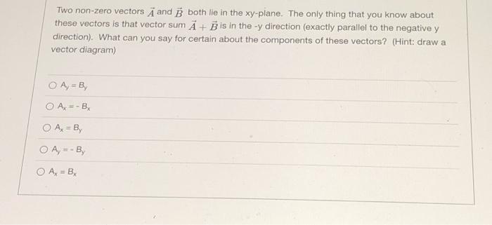 Solved Two non-zero vectors A and B both lie in the | Chegg.com