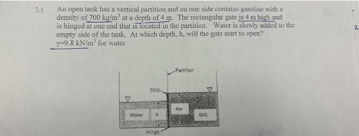 Solved An open tank has a vertical partition and on one side | Chegg.com