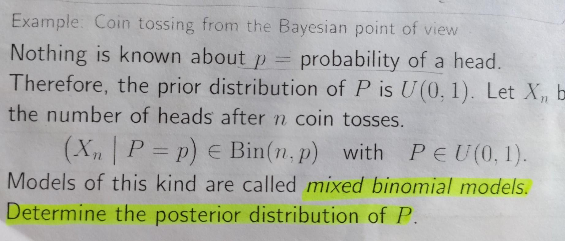 Solved Example: Coin tossing from the Bayesian point of view | Chegg.com