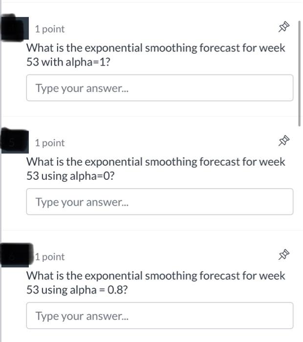 Solved What Is The Exponential Smoothing Forecast For Week Chegg