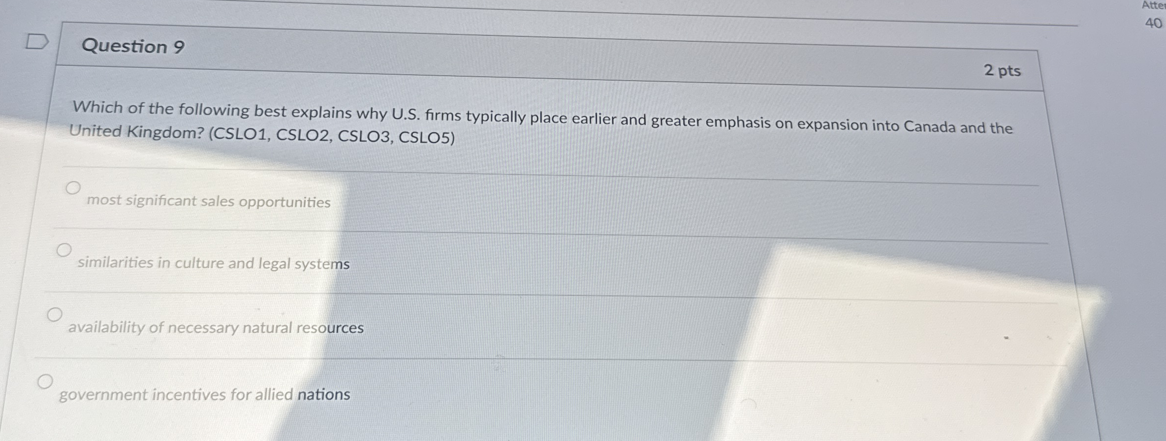 Solved Question 9Which of the following best explains why | Chegg.com