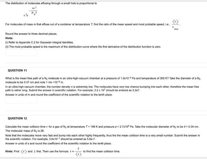 Solved The distribution of molecules effusing through a | Chegg.com