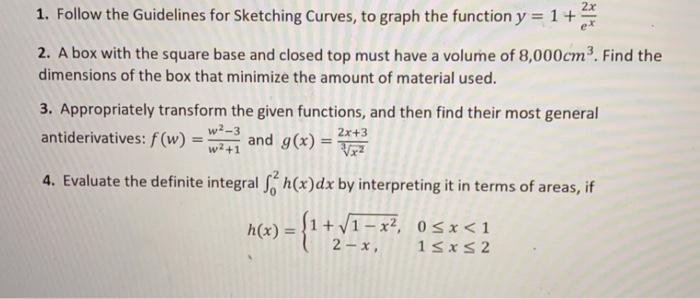 Solved 2x 1. Follow the Guidelines for Sketching Curves, to | Chegg.com