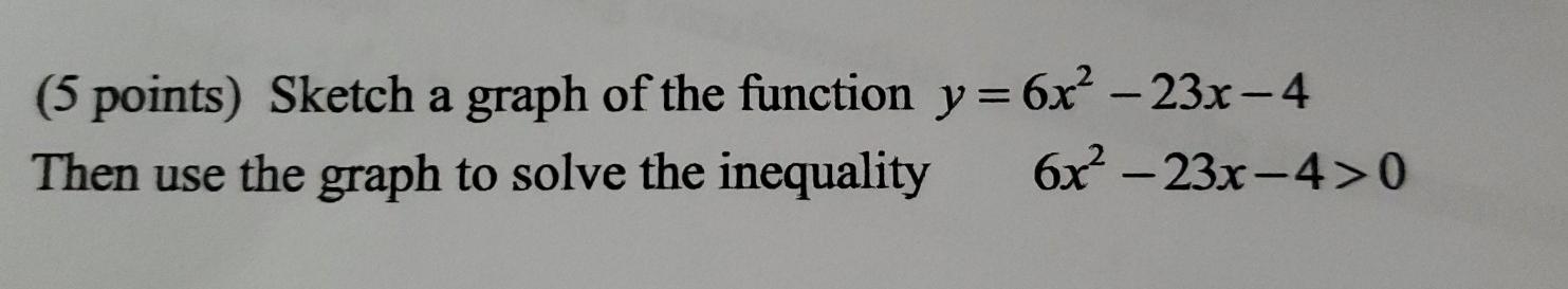 Solved (5 points) Sketch a graph of the function y=6x2 - | Chegg.com