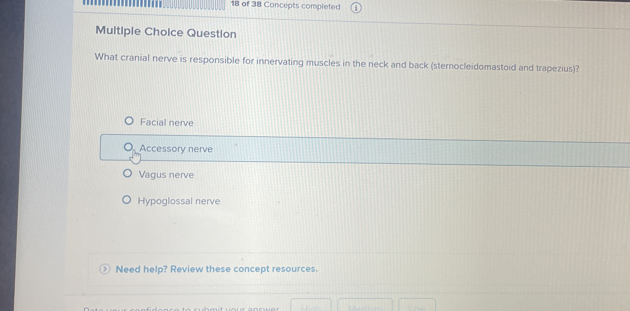 Solved 18 ﻿of 38 ﻿Concepts completedMultiple Cholce | Chegg.com