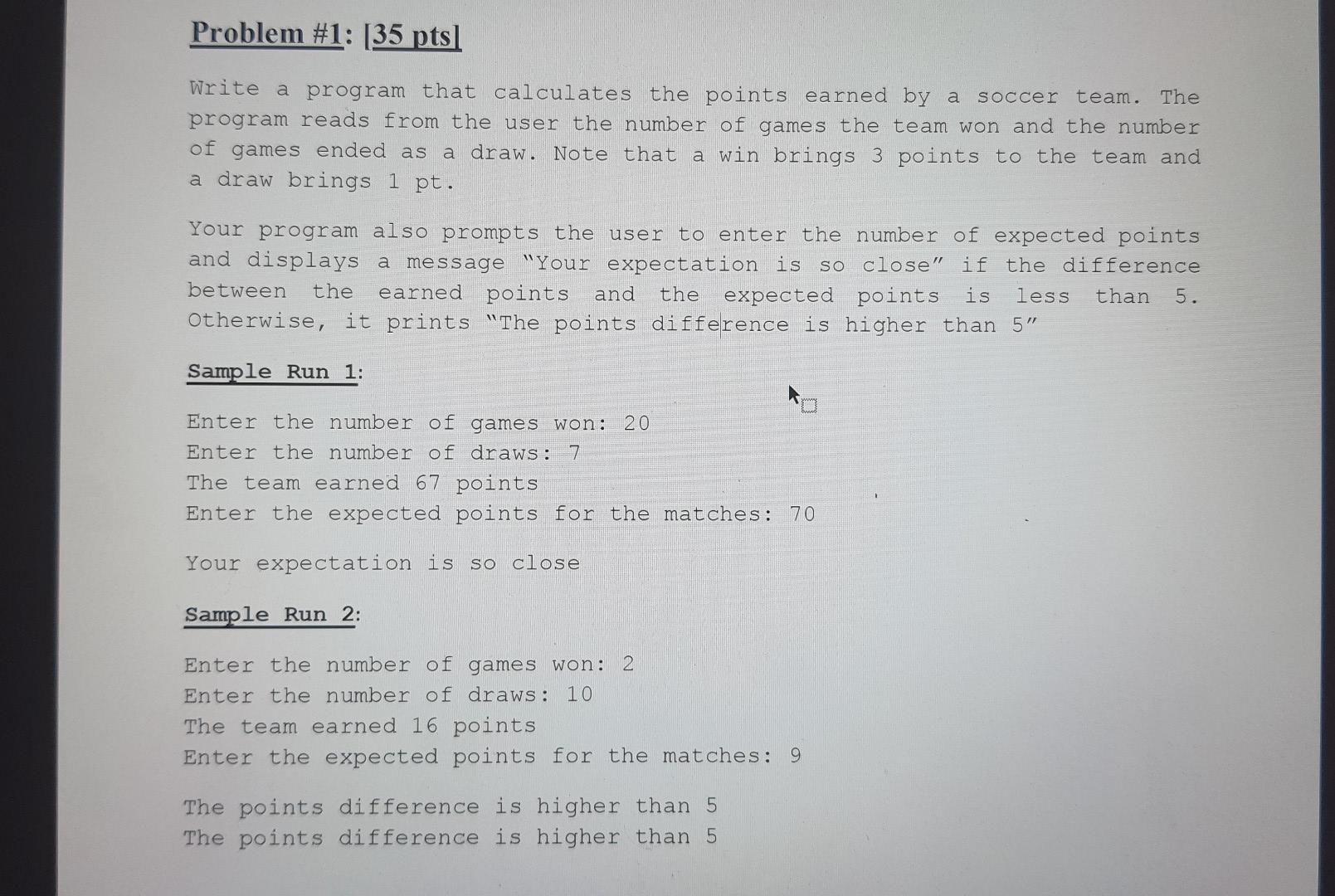 Solved Problem #1: (35 pts Write a program that calculates | Chegg.com