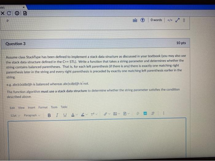 Solved jas XCO | В P ELE O words Question 3 10 pts Assume | Chegg.com