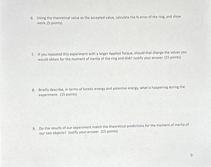 Solved Tables ( 25 points) 6. Using the theoretical value | Chegg.com
