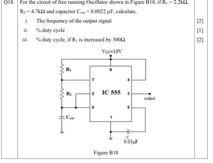 Solved Q18. For the circuit of free running Oscillator shown | Chegg.com