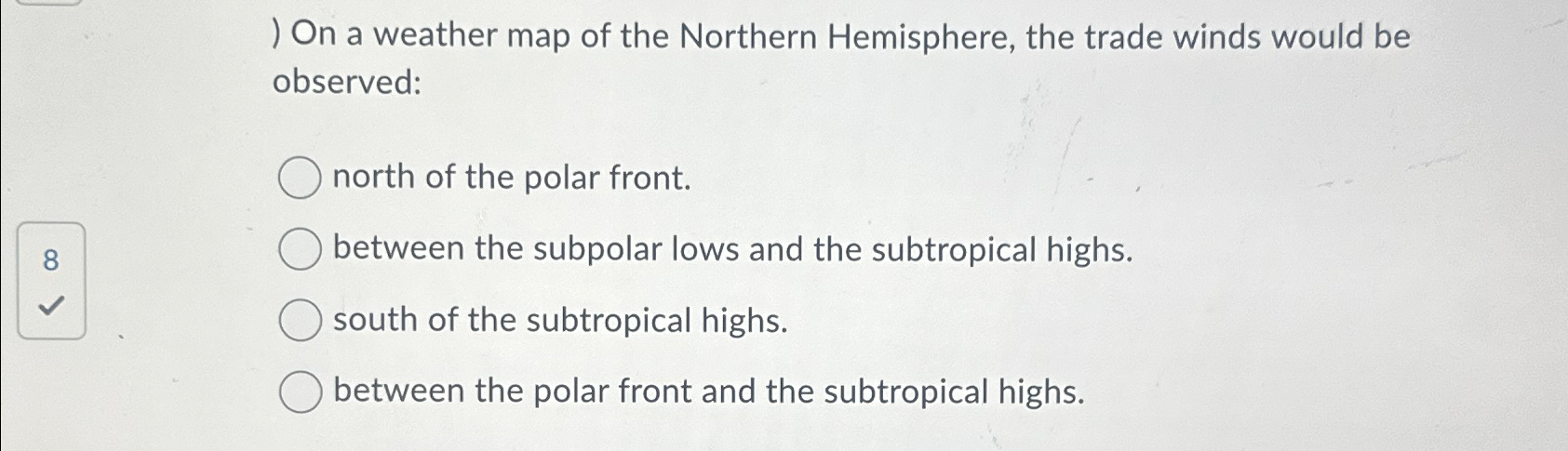 Solved On a weather map of the Northern Hemisphere, the | Chegg.com