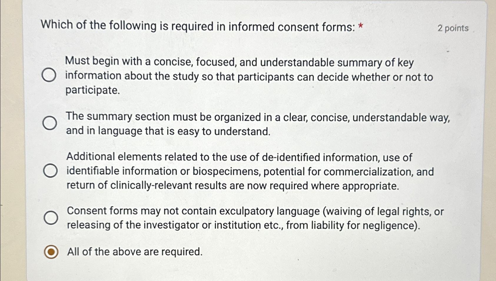 Solved Which of the following is required in informed | Chegg.com