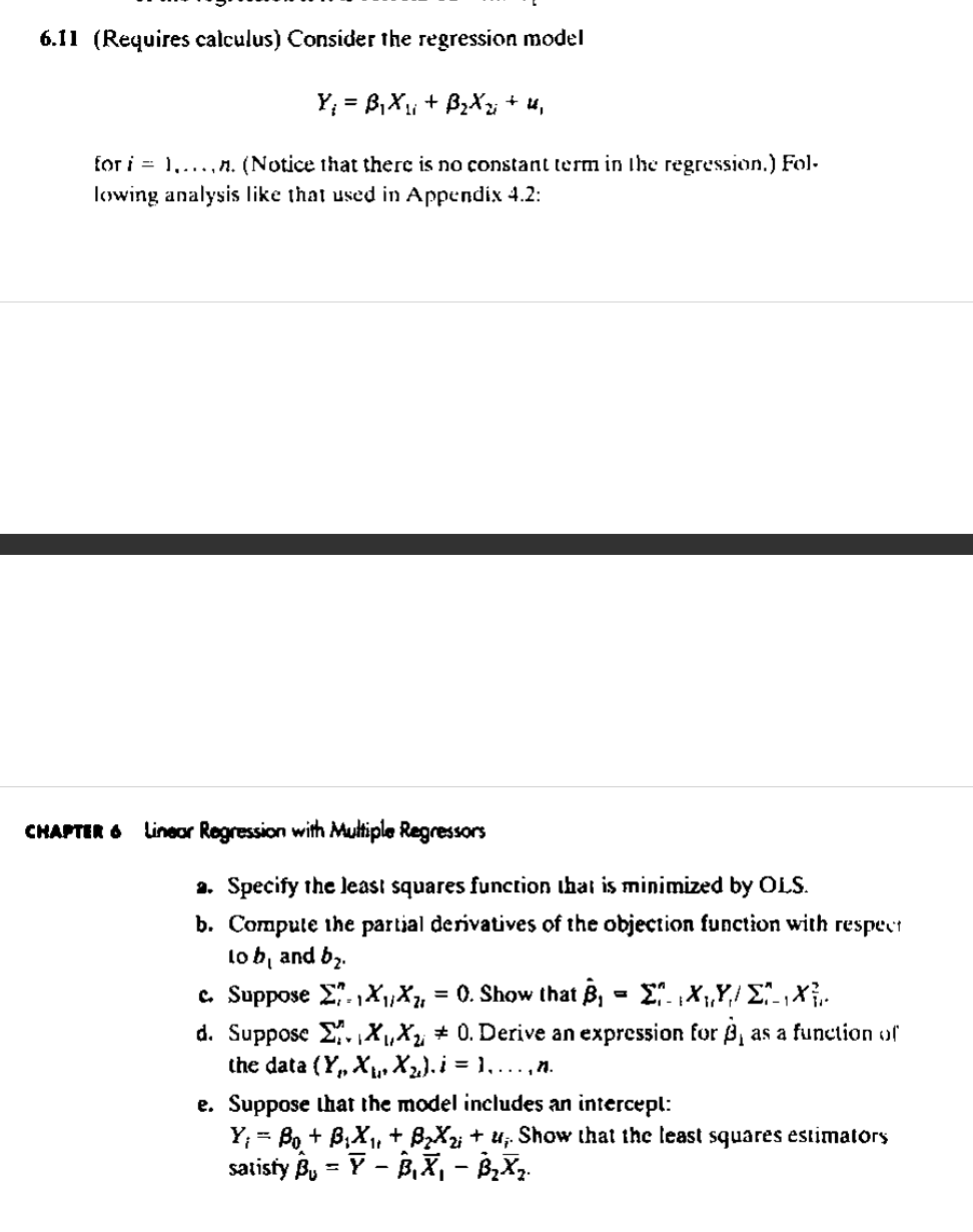 Solved 6.11 (Requires calculus) ﻿Consider the regression | Chegg.com