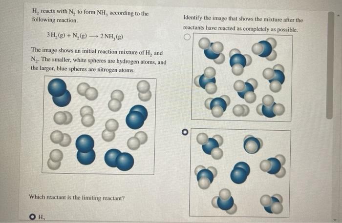 Solved H, reacts with N, to form NH, according to the | Chegg.com
