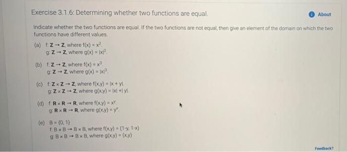 Solved Exercise 3.1.6: Determining whether two functions are | Chegg.com