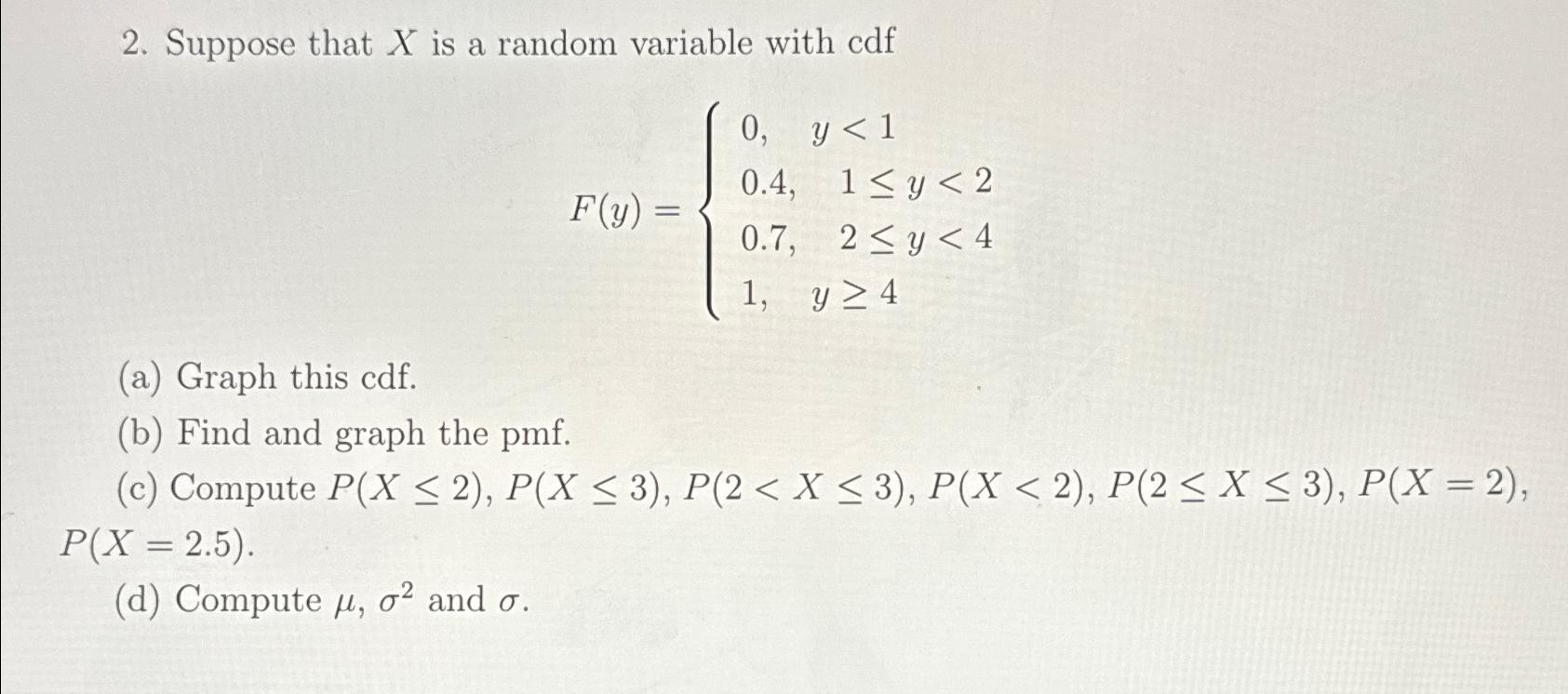 Solved Suppose that x ﻿is a random variable with | Chegg.com