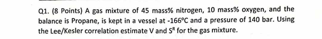 Solved Q1. (8 ﻿Points) ﻿A gas mixture of 45 ﻿mass % | Chegg.com