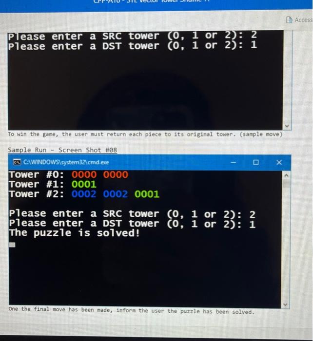 Solved CPP-A10 - STL Vector Tower Shuffle RR Accessibility | Chegg.com