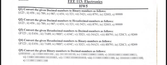 Solved Q1) Convert the given Decimal-numbers to | Chegg.com