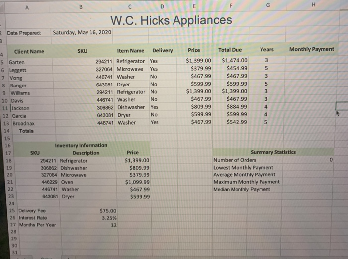 Solved 10 10 I 11 Insert the function in cell H5 to | Chegg.com