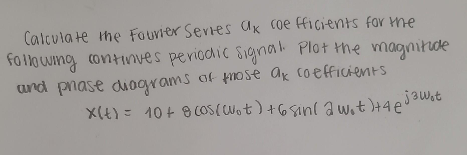 Solved Calculate the Fouvier series ak coe fficients for the | Chegg.com