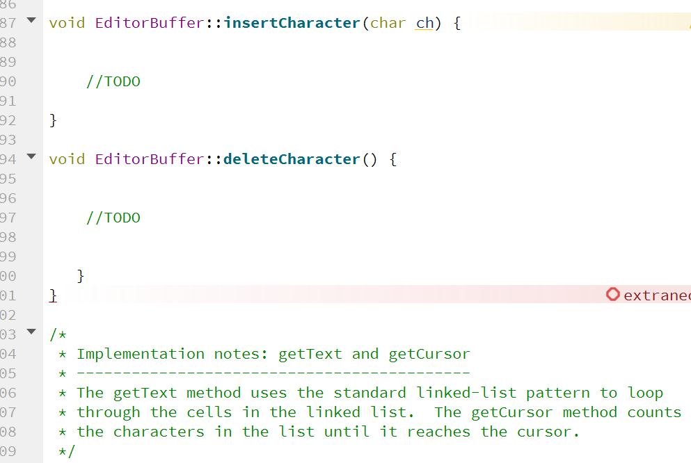 Solved Implement the EditorBuffer class using the strategy | Chegg.com
