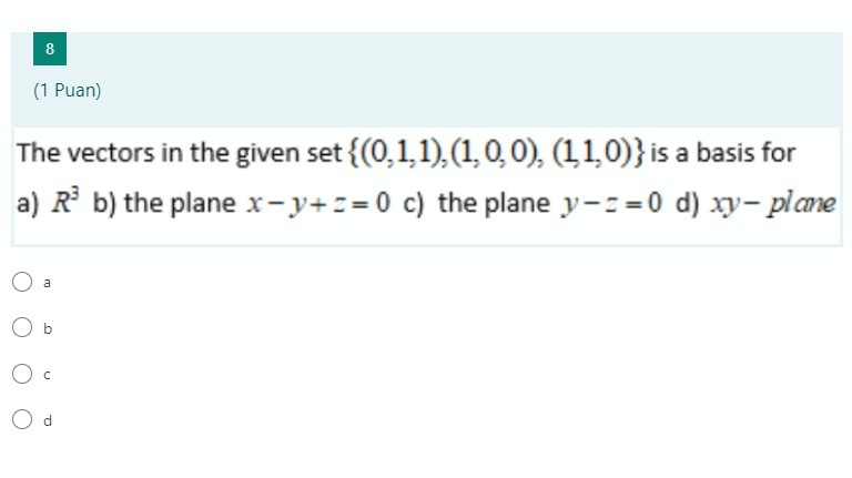 Solved CO (1 Puan) The vectors in the given | Chegg.com