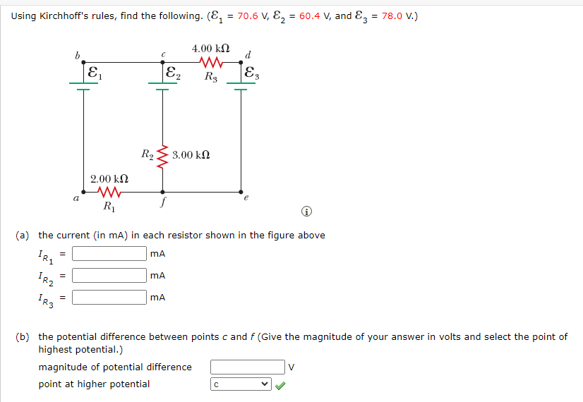 Solved Using Kirchhoff's rules, find the following. | Chegg.com