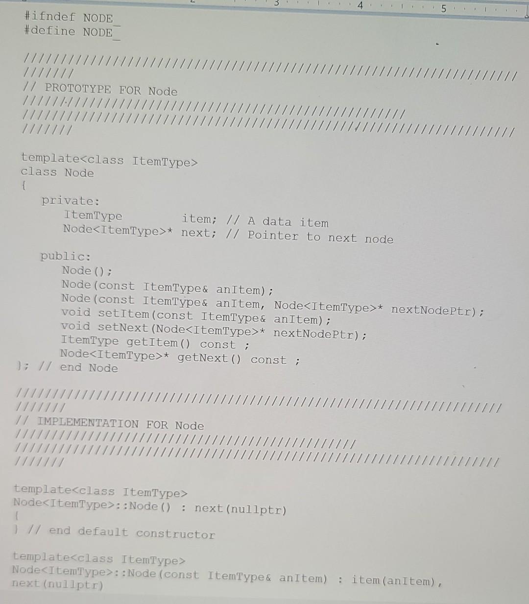 1.8 LAB: Using a Node template class two maintain | Chegg.com