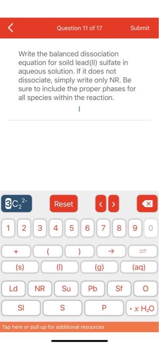 Solved Write the balanced dissociation equation for soild | Chegg.com