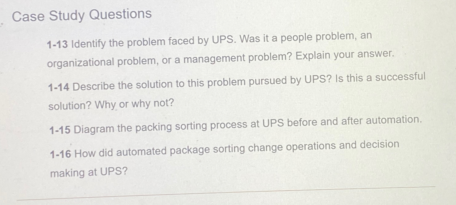 Solved Case Study Questions1-13 Identify the problem faced | Chegg.com Solved Case Study Questions1-13 Identify the problem faced | Chegg.com