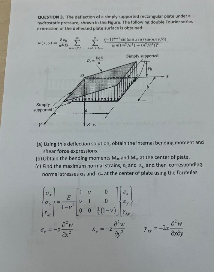 Solved QUESTION 3. ﻿The deflection of a simply supported | Chegg.com