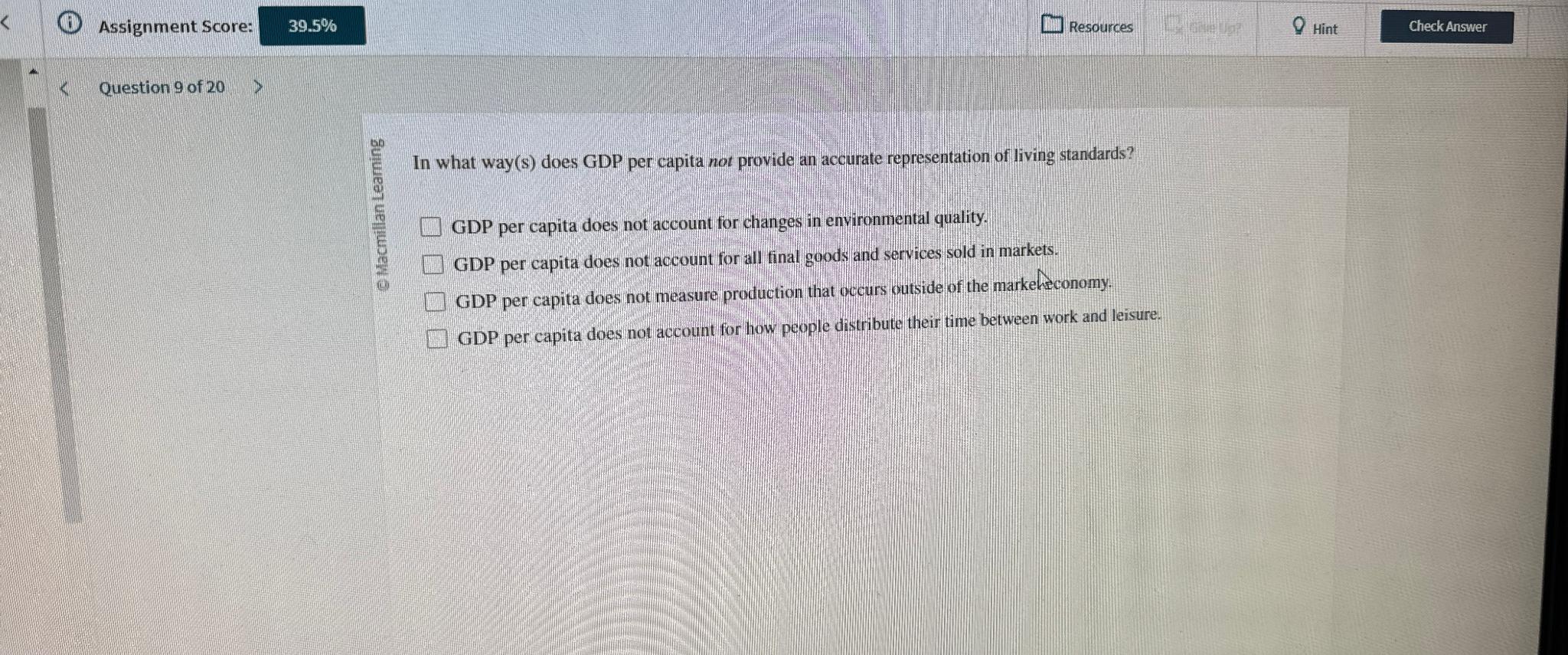 Solved Assignment Score:ResourcesHintQuestion 9 ﻿of 20In | Chegg.com