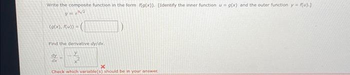 Solved Write the composite function in the form f(g(x)). | Chegg.com