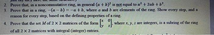 Solved 2. Prove that in a noncommutative ring, in general (a | Chegg.com
