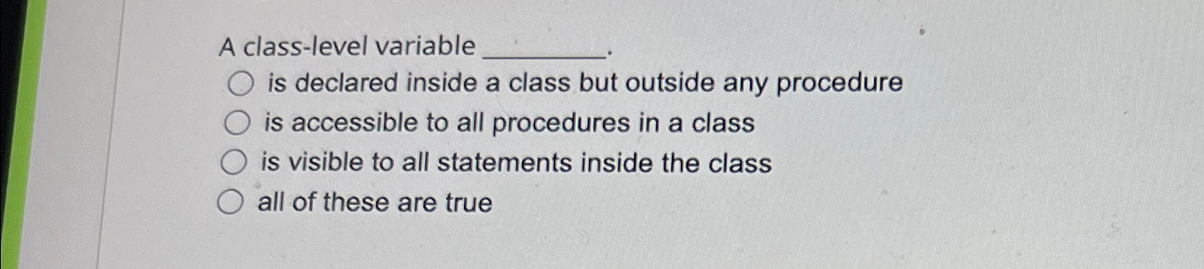 Solved A Class Level Variable Is Declared Inside A Class But