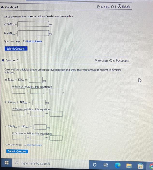 Solved Write the base-five representation of each base-ten | Chegg.com