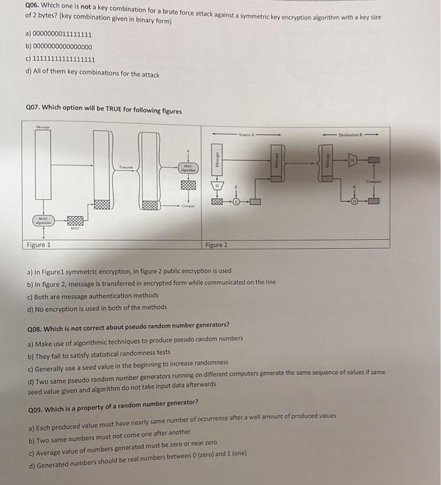 Solved Q06. Which one is not a key combination for a brute | Chegg.com