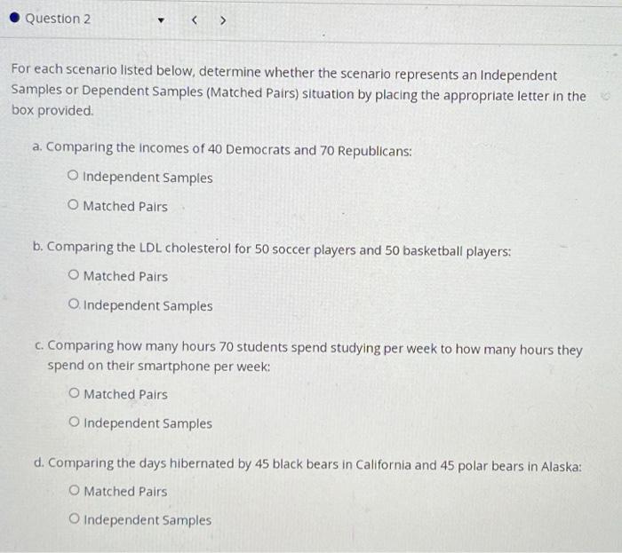 Solved For each scenario listed below, determine whether the | Chegg.com Solved For each scenario listed below, determine whether the | Chegg.com
