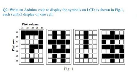 Solved Q2: Write an Arduino code to display the symbols on | Chegg.com