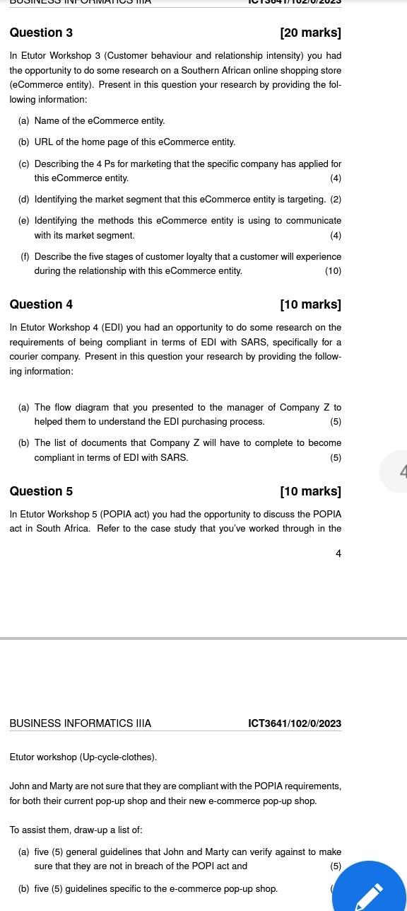 Solved In Etutor Workshop 3 (Customer behaviour and | Chegg.com