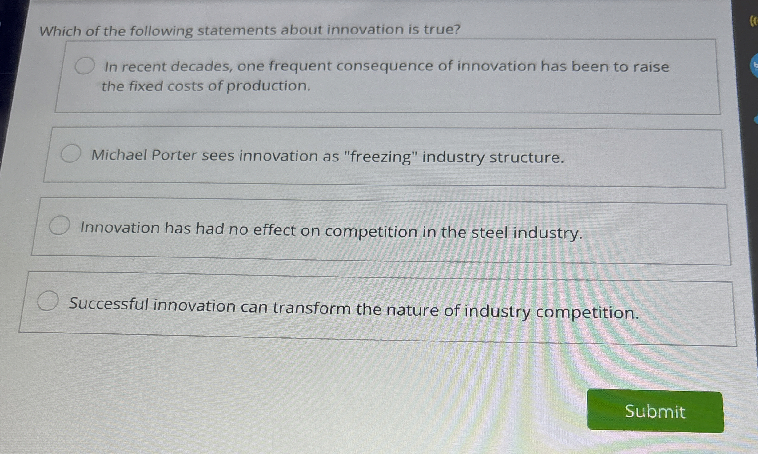 Solved Which of the following statements about innovation is | Chegg.com