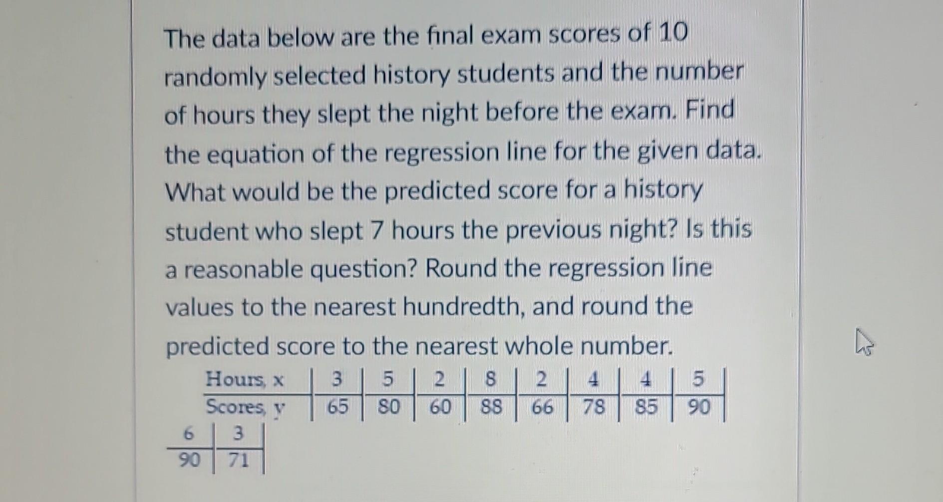 Solved The data below are the final exam scores of 10 | Chegg.com