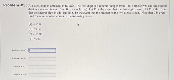 Solved roblem #5: A 2-digit code is obtained as follows. The | Chegg.com